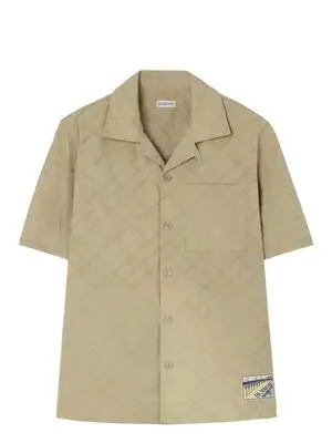 Burberry Relaxed-fit Check Embroidered Cotton Shirt - Neutrals