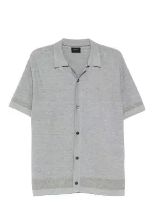 Brioni Waffle-knit Short-sleeve Shirt - Grey