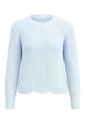 Autumn Cashmere Scallop-edge Shaker-stitch Sweater - Blue