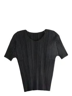 Issey Miyake Plissé Effect T-shirt - Black