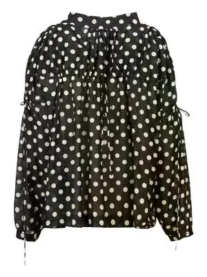 HANNES ROETHER Hannes Roether Polka-Dot Drawstring Blouse