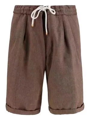 Brunello Cucinelli Chevron Pattern Pleated Shorts - Brown