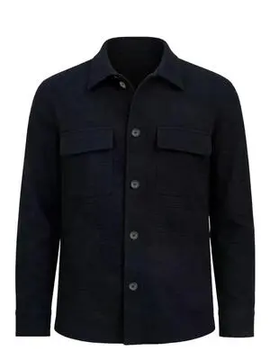 FRADI Textured Chest-pocket Overshirt - Blue