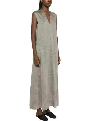 CORTANA Aria Striped V-neck Maxi Dress - Grey
