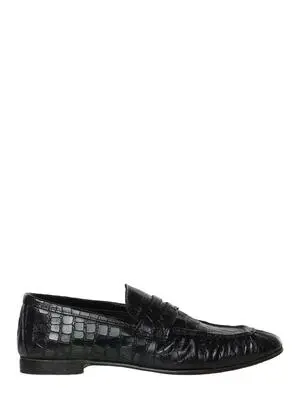 GIULIANO GALIANO Jacob Croc-effect Leather Loafers - Black
