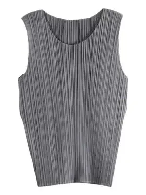 Issey Miyake Sleeveless Pleated Top - Grey