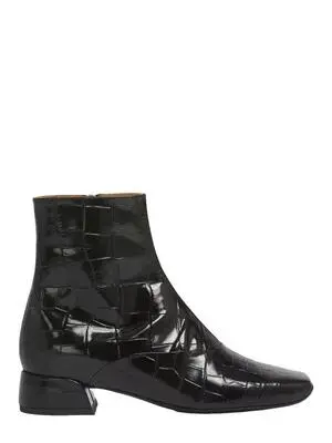 Marni Croc-effect Leather Ankle Boots - Black