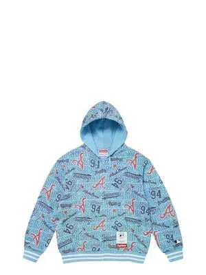 Supreme X Mitchell & Ness Logo Print Hoodie - Blue