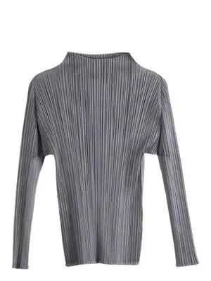 Issey Miyake Pleated Long-sleeve Top - Grey