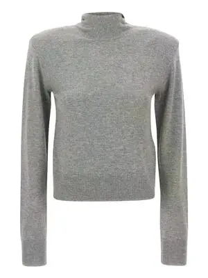 ROTATE BY BIRGER CHRISTENSEN ROTATE BIRGER CHRISTENSEN Grey High-Neck Tie-Back Sweater