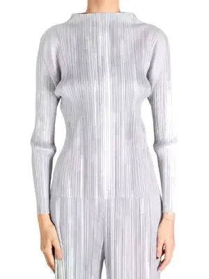 Issey Miyake Pleated Long-sleeve Top - Grey