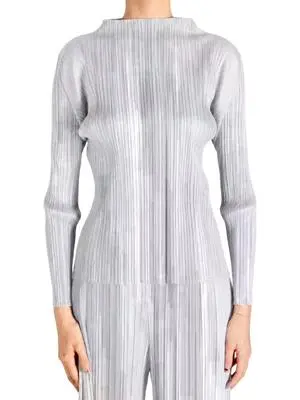 Issey Miyake Pleated Long-sleeve Top - Grey