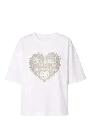 Zadig&Voltaire Heart Motif Rhinestone Embellished T-shirt - White