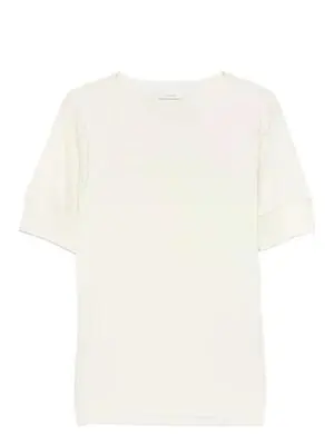 LEMAIRE Ribbed-knit Short-sleeved T-shirt - Neutrals