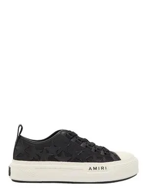 Amiri Stars Appliquéd Leather And Canvas Sneakers - Black