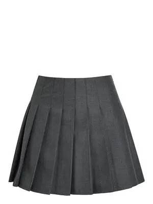 SELF-PORTRAIT Pleated Lace-trim Mini Skirt - Grey
