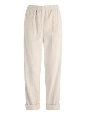 American Vintage Padow Cropped Corduroy Trousers - Ecru
