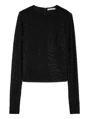 Alice + Olivia Delaina Embellished Tulle Top - Black
