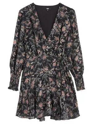 Paige Audriana Floral Applique Wrap Mini Dress - Multicoloured