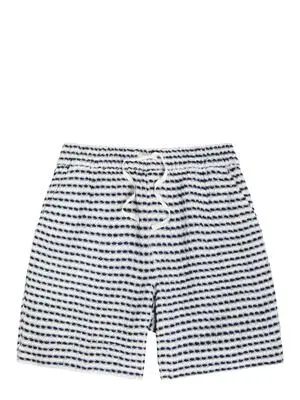 CHE Ché Riita Textured Patterned Linen Shorts - Navy