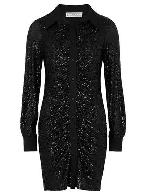 IN THE MOOD FOR LOVE Lina Sequin Shirt Dress - Black