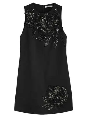 Alice + Olivia Embellished Satin Mini Dress - Black
