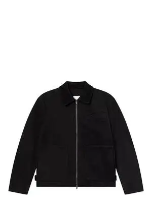 Wood Wood Zip-up Cotton Jacket With Corduroy Collar - Black