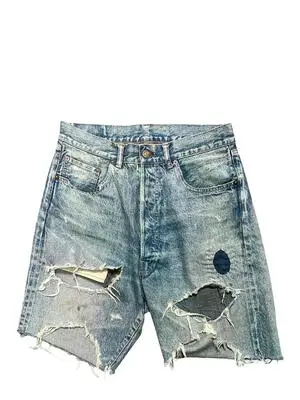 SAINT MXXXXXX Distressed Denim Shorts - Blue