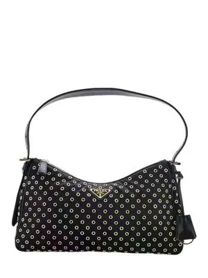 Prada Aimee Re-nylon Shoulder Bag With Grommets - Black