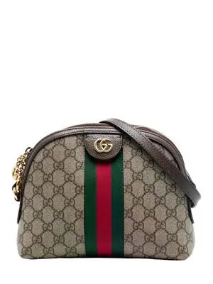 Gucci Small Gg Supreme Ophidia Dome Crossbody Bag - Neutrals