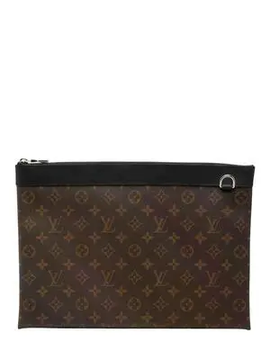 LOUIS VUITTON Monogram Macassar Discovery Pochette Gm Clutch Bag - Brown