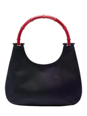 Gucci Calfskin Bamboo Handbag - Black