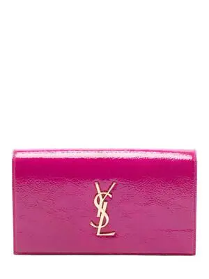 Saint Laurent Patent Leather Monogram Kate Clutch Bag - Pink