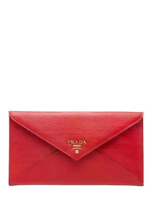Prada Vitello Move Envelope Clutch Bag - Red