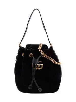 Gucci Gg Marmont 2.0 Matelassé Velvet Bucket Bag - Black
