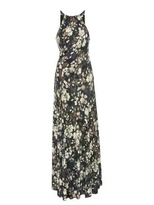 Simkhai Floral Print Ruched Maxi Dress - Black