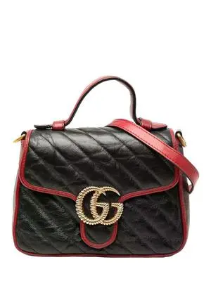 Gucci Mini Gg Marmont Matelasse Torchon Top Handle Bag - Black