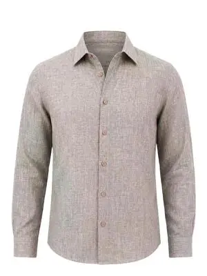 PYA Point-collar Long-sleeve Shirt - Brown