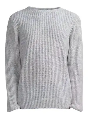 HANNES ROETHER Ribbed Knit Crew Neck Sweater - Grey
