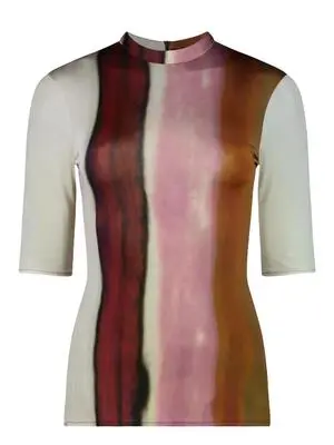 ELLERY Striped High Neck T-shirt - Neutrals