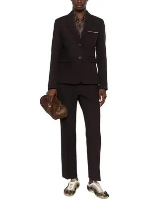 Peserico Single-breasted Blazer With Bead Trim - Brown