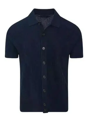 PYA Ribbed-knit Button-up Shirt - Blue