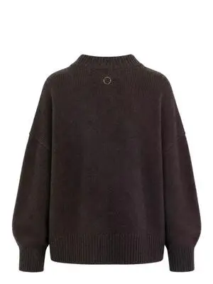 OYUNA Ribbed-trim Drop-shoulder Sweater - Brown