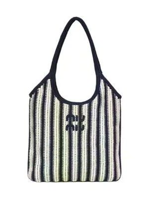 Miu Miu Crocheted Striped Tote Bag - Blue