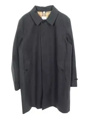 Burberry Convertible Collar Twill Coat - Blue