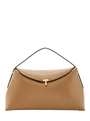 TOTEME T-lock Leather Top Handle Bag - Camel