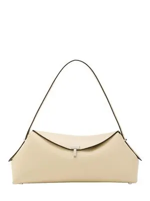 TOTEME T-lock Grained Leather Shoulder Bag - Ivory