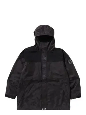 A BATHING APE Solid Camo Jacquard Long Jacket - Black