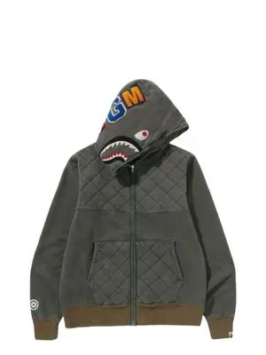 A BATHING APE Military Shark Full Zip Hoodie - Olived