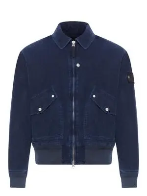 Stone Island Logo Patch Zip-up Jacket - Indigo